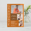 Modern 3 Photo Burnt Orange Graduation Invitation | Zazzle