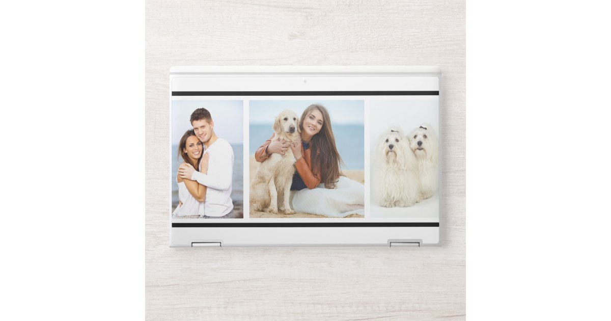 Modern 3 Photo Collage HP Laptop Skin | Zazzle