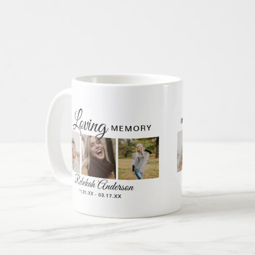 Modern 3 Photo Collage Memorial Coffee Mug | Zazzle