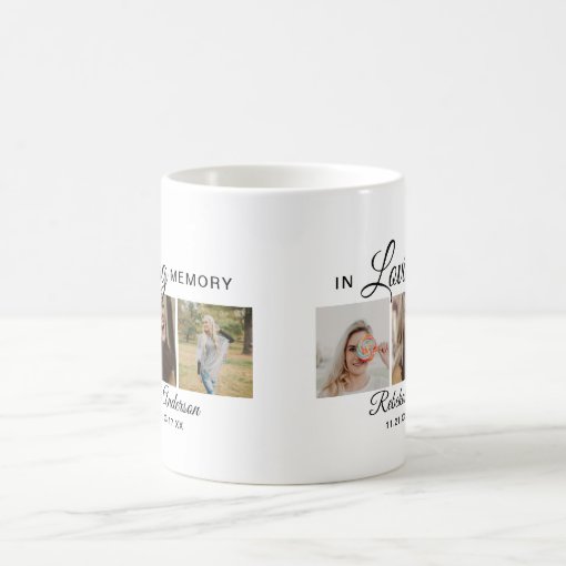 Modern 3 Photo Collage Memorial Coffee Mug | Zazzle