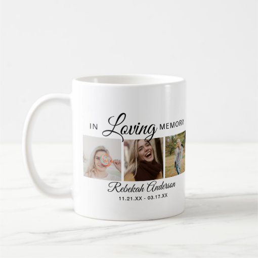 Modern 3 Photo Collage Memorial Coffee Mug | Zazzle