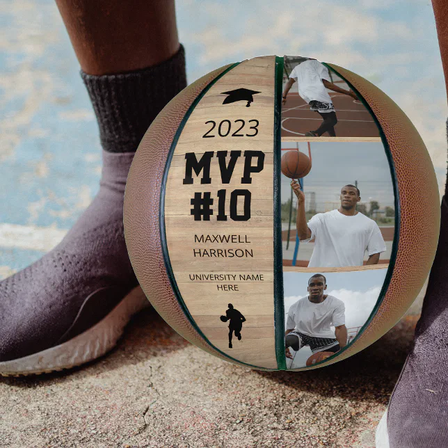 Modern 3 Photo Collage | MVP Basketball | Zazzle