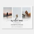 Modern 3 Photo Collage Wedding Welcome Sign | Zazzle