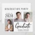 Modern 3 Photo Graduation Party Invitation | Zazzle