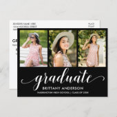 Modern 3 Photo Graduation Party Script Invitation | Zazzle
