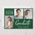 Modern 3 Photo Green Graduation Party Invitation | Zazzle