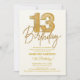 Modern 3D Gold Glitter 13th Birthday Party Invitation | Zazzle