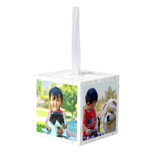 Modern 3d Shape Custom Family Photo Cube Ornament | Zazzle
