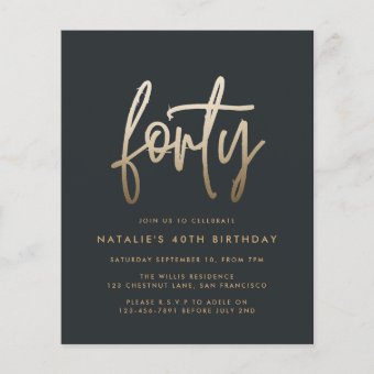 Modern 40th birthday simple stylish elegant script | Zazzle