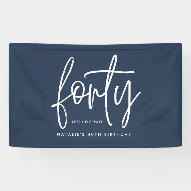 Modern 40th birthday simple stylish elegant script banner | Zazzle