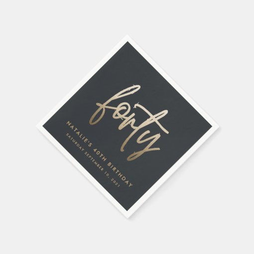 Modern 40th birthday simple stylish elegant script napkins | Zazzle