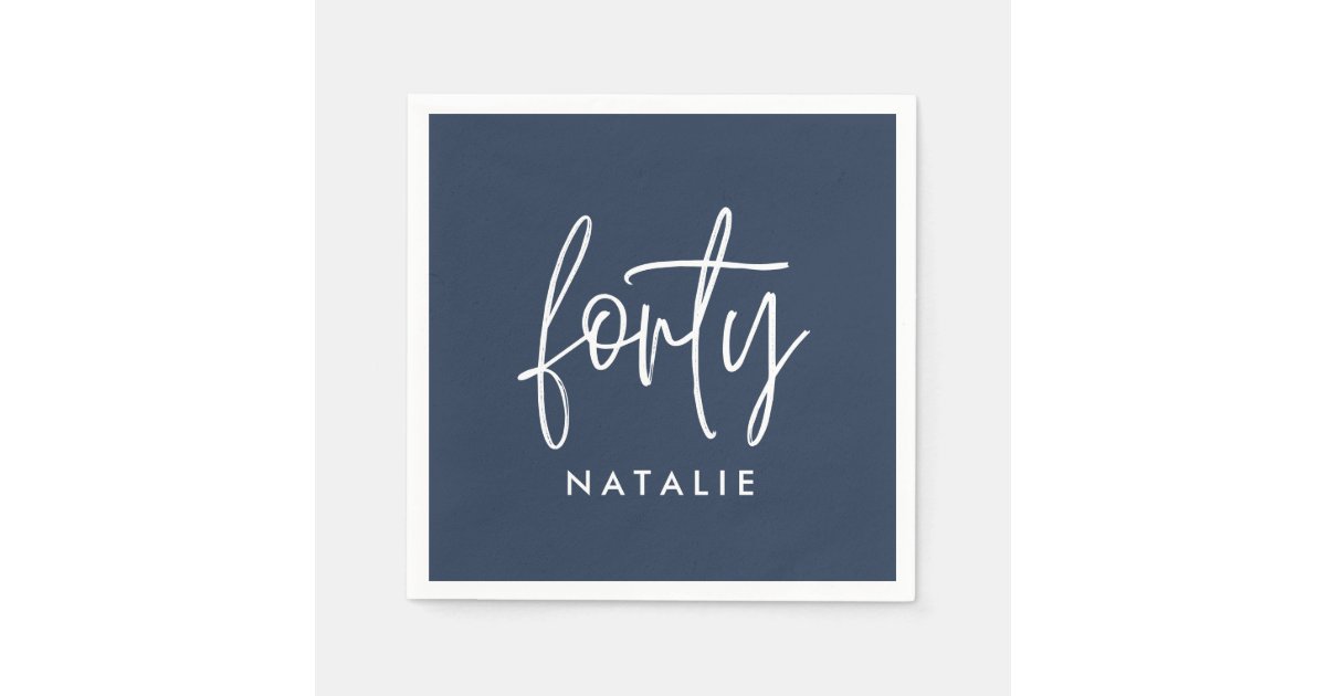 Modern 40th birthday simple stylish elegant script napkins | Zazzle