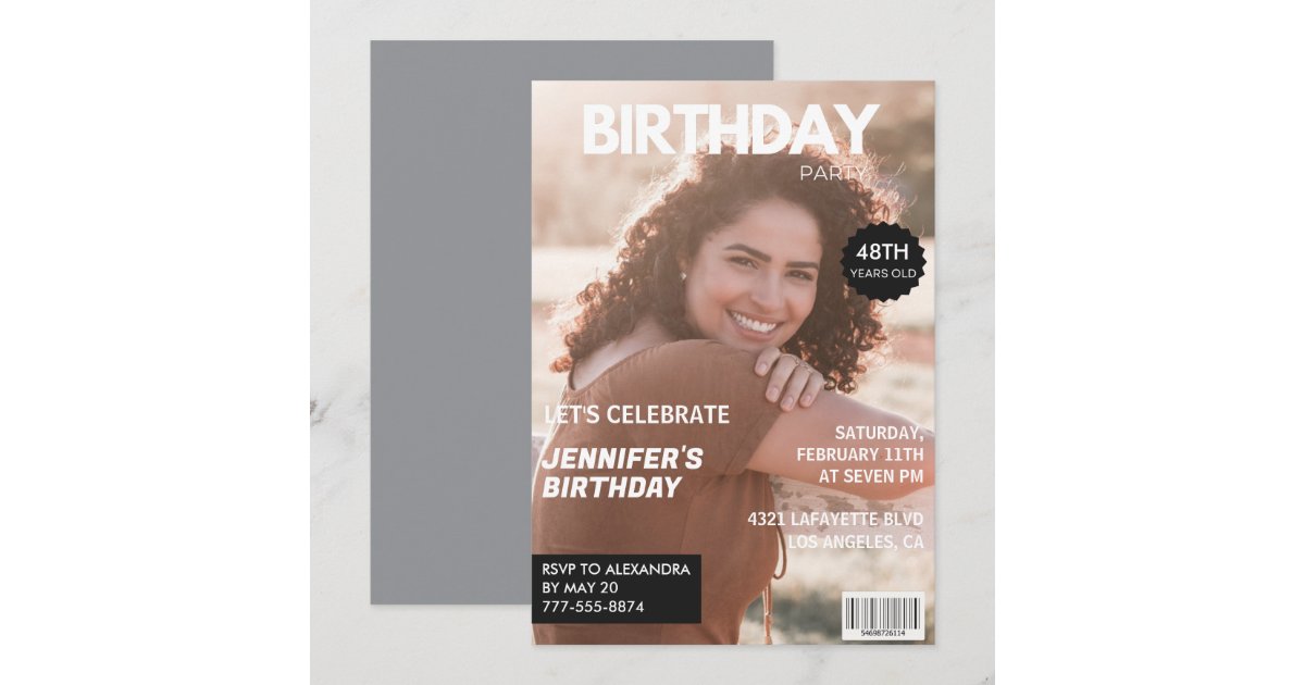 Modern 48th birthday invitations Stylish Magazine | Zazzle