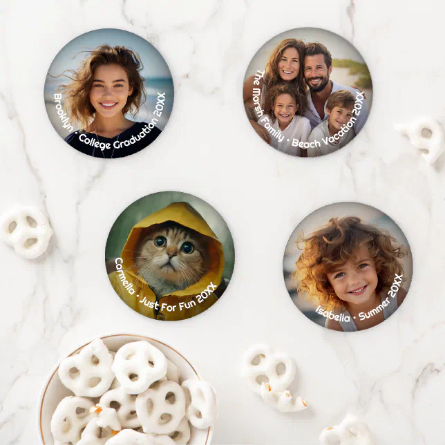 Modern 4 Different Photos - Retro Text - Personal Coaster Set | Zazzle