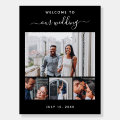 Modern 4 Photo Collage Black Wedding Welcome Sign | Zazzle