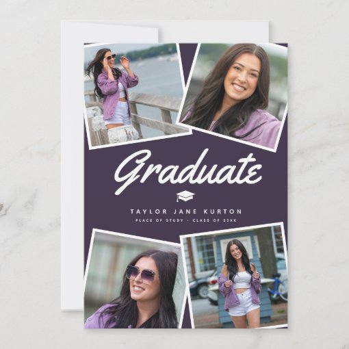 Modern 4 Photo Collage Graduate Graduation Party Invitation | Zazzle