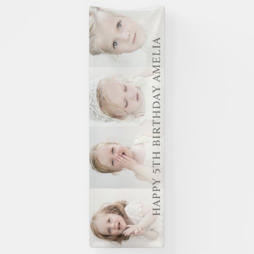 Modern 4 Photo Collage | Happy Birthday Banner | Zazzle