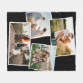 Modern 4 Photo Custom Picture Collage Fleece Blanket | Zazzle