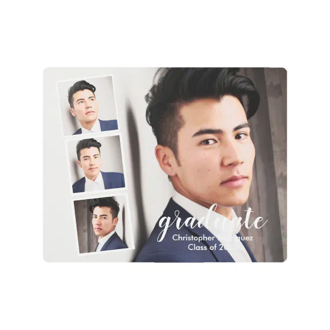 Modern 4 Photo Graduation Metal Print | Zazzle