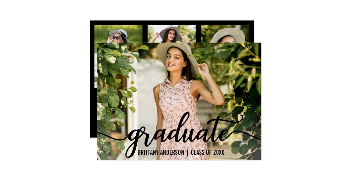 Modern 4 Photo Graduation Party Invitation | Zazzle.com