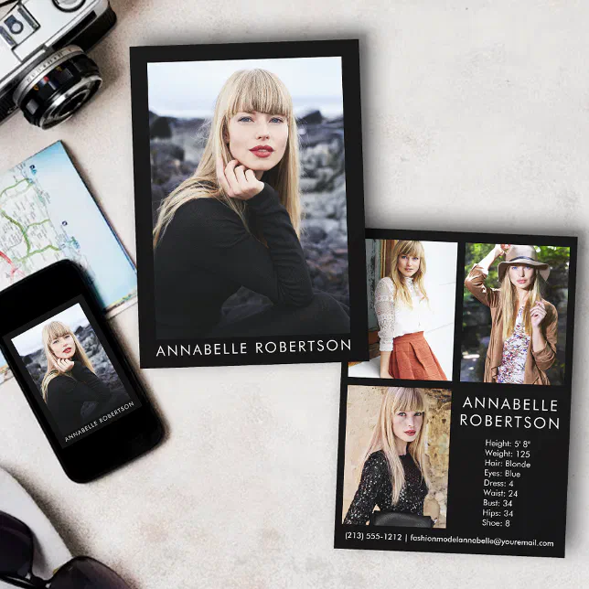 Modern 4 Photo Model Actor Comp Card | Zazzle