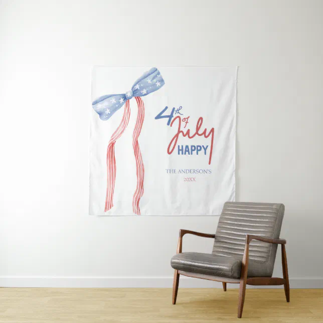 Modern 4th of July Bow Party Patriotic Tapestry | Zazzle
