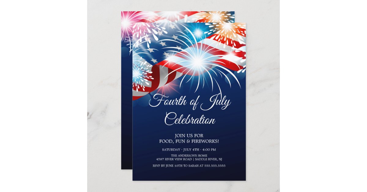 Modern 4th of July Fireworks Invitation | Zazzle