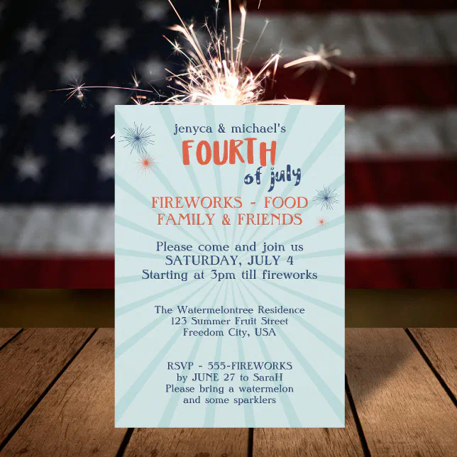 Modern 4th of July Fireworks Party Invitation | Zazzle