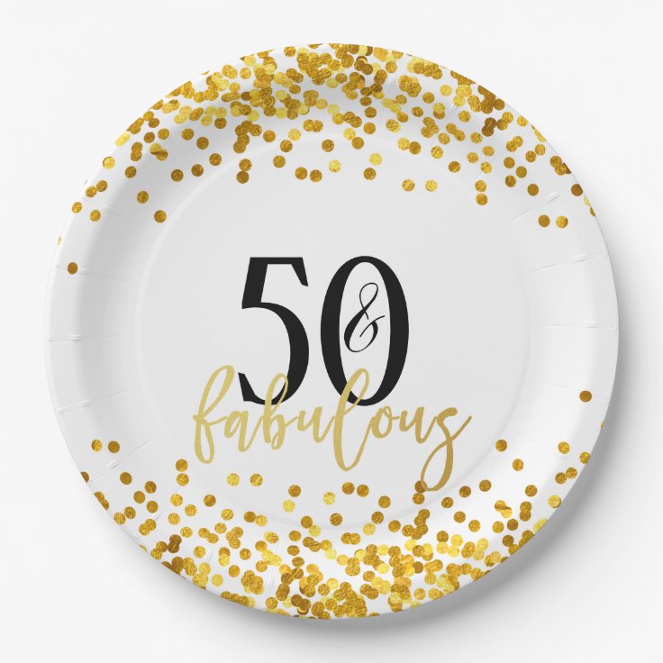 Modern 50 and Fabulous Birthday Party Plates | Zazzle