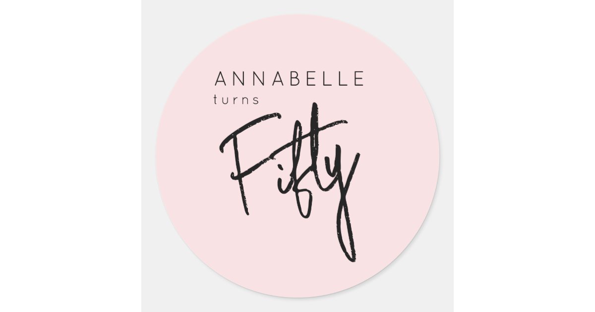 Modern 50th Fifty Fiftieth birthday Classic Round Sticker | Zazzle