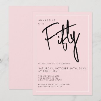 Modern 50th Fifty Fiftieth Pink birthday party Invitation | Zazzle