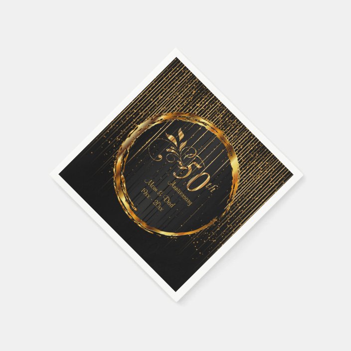 Modern 50th Golden Galaxy Anniversary Design Paper Napkins | Zazzle.com