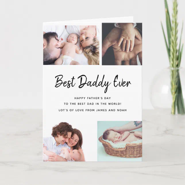 Modern 5 Photo Collage dad Happy Father's Day Card | Zazzle