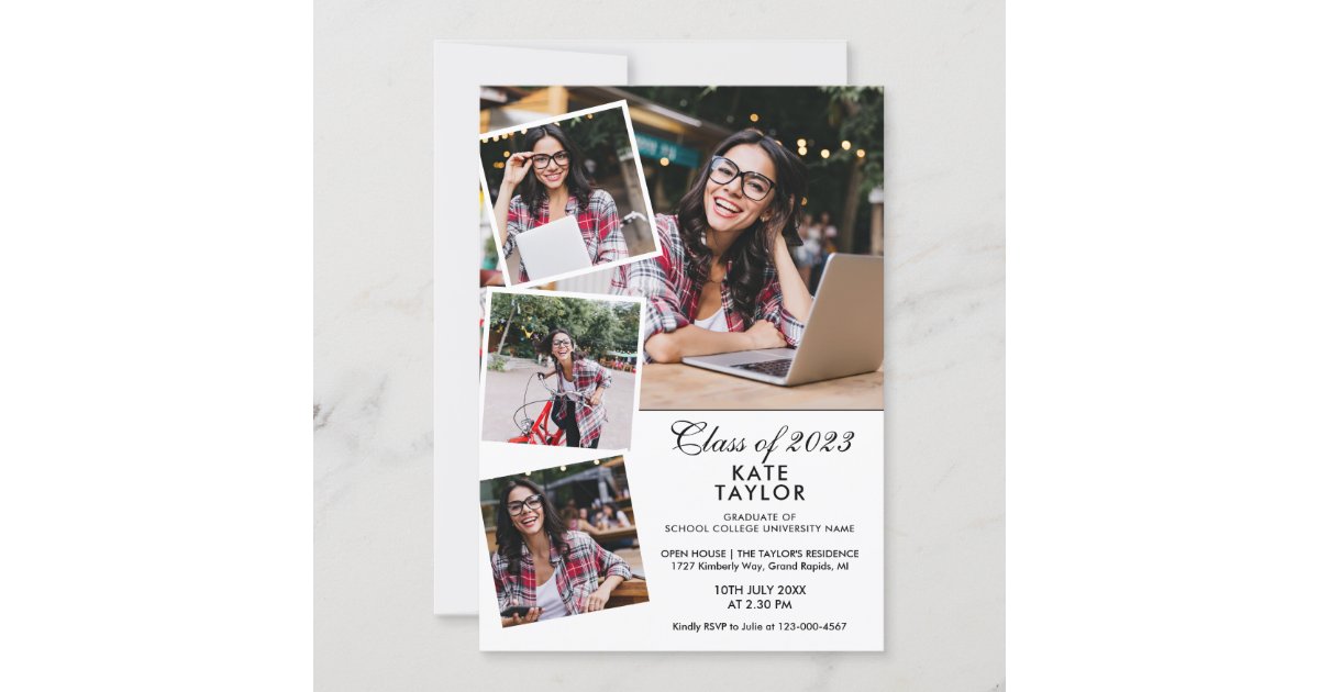Modern 5 Photo Collage Graduation Party Invitation | Zazzle