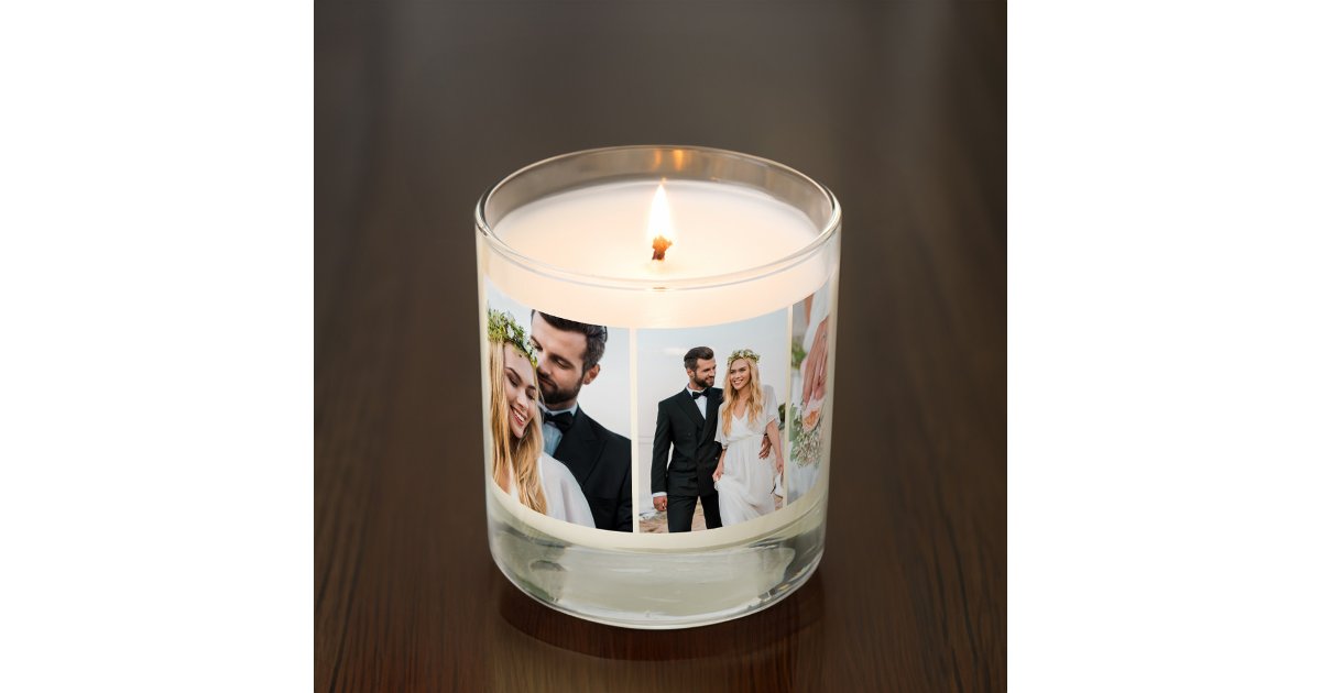 Modern 5 Photo Collage Wedding Keepsake Scented Candle | Zazzle