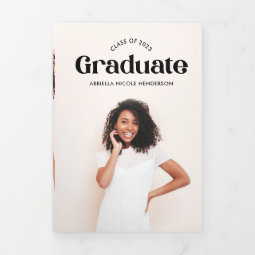 Modern 5 Photo Graduation Tri-Fold Invitation | Zazzle