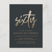 Modern 60th birthday simple stylish elegant script invitation postcard ...