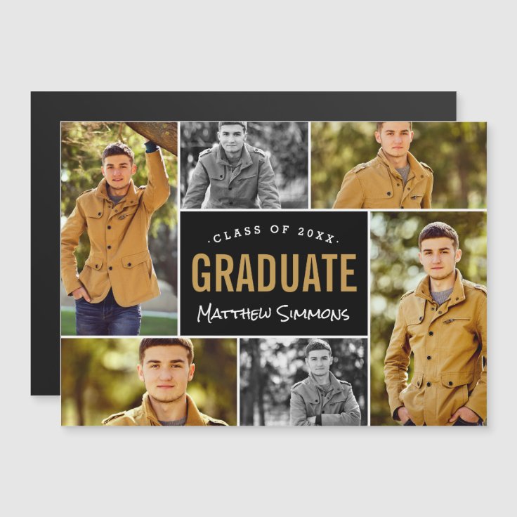 Modern 6 Photo Collage Graduation Announcements | Zazzle