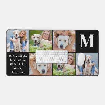 Modern 6 Photo Collage Personalized Monogram Desk Mat | Zazzle