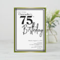 Modern 75th Birthday Invitation Elegant Black Gold | Zazzle