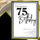 Modern 75th Birthday Invitation Elegant Black Gold | Zazzle