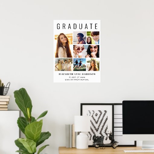 Modern 7 Photo Graduation Party Welcome Poster | Zazzle