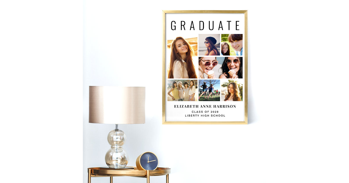Modern 7 Photo Graduation Party Welcome Poster | Zazzle