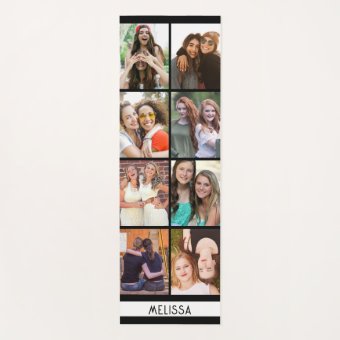 Modern 8 Photo Collage Template Custom Name Yoga Mat | Zazzle