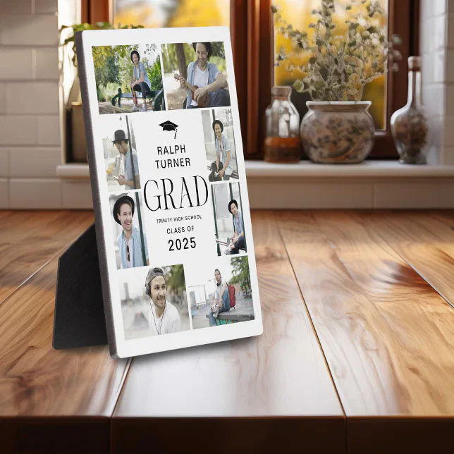 Modern 9 Photo Collage GRAD Keepsake Gift Plaque | Zazzle