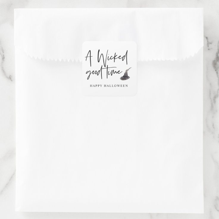 Modern A Wicked Good Time Quote | Happy Halloween Square Sticker | Zazzle