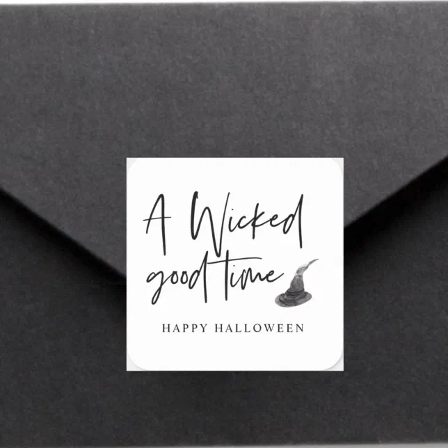 Modern A Wicked Good Time Quote | Happy Halloween Square Sticker | Zazzle