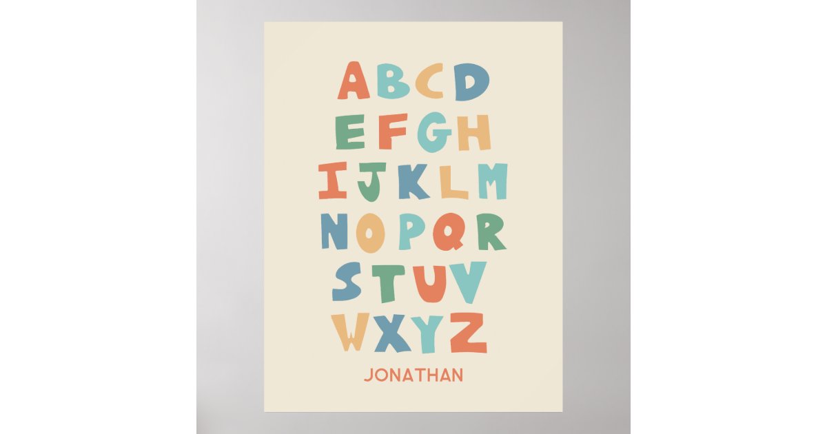 Modern ABC Alphabet Personalized Classroom Poster | Zazzle
