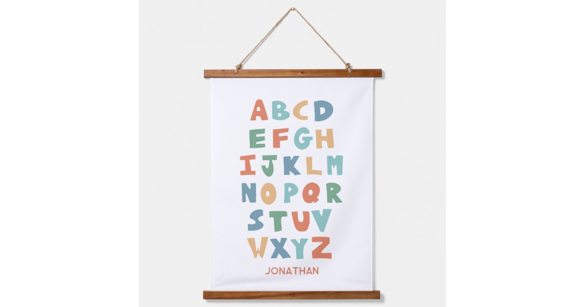 Modern ABC Alphabet Personalized Classroom Poster Hanging Tapestry | Zazzle
