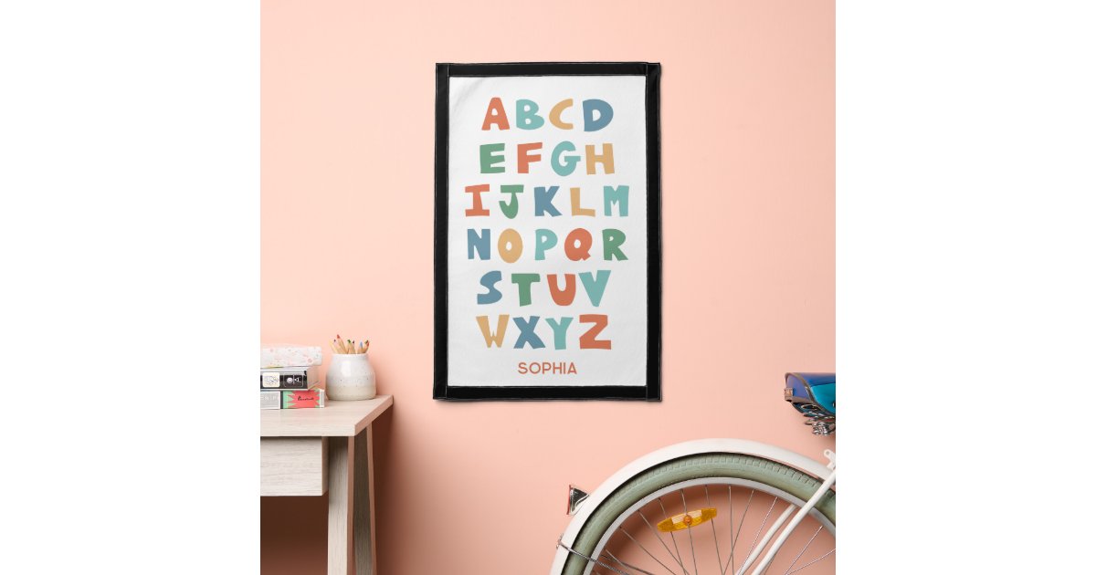 Modern ABC Alphabet Personalized Kids Art Poster Pennant | Zazzle